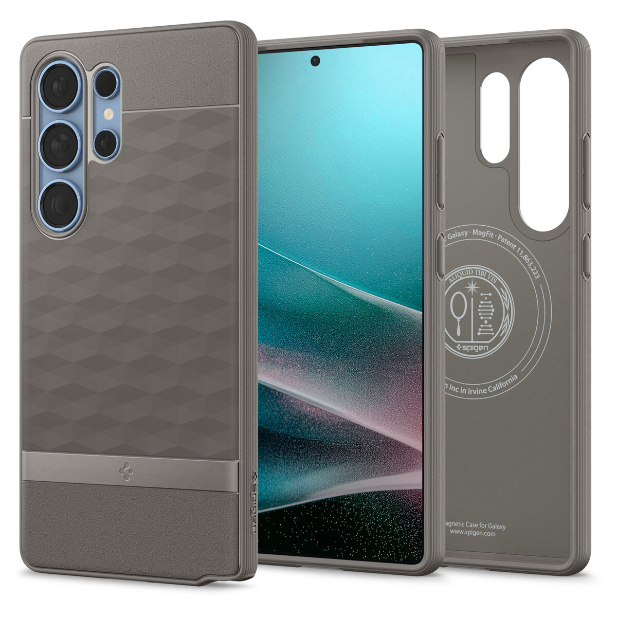 Чехол Spigen на Samsung Galaxy S25 Ultra (ACS09055) Parallax MagSafe / Спиген для Галакси С25 Ультра накладка с MagSafe, противоударный, с защитой камеры, серый