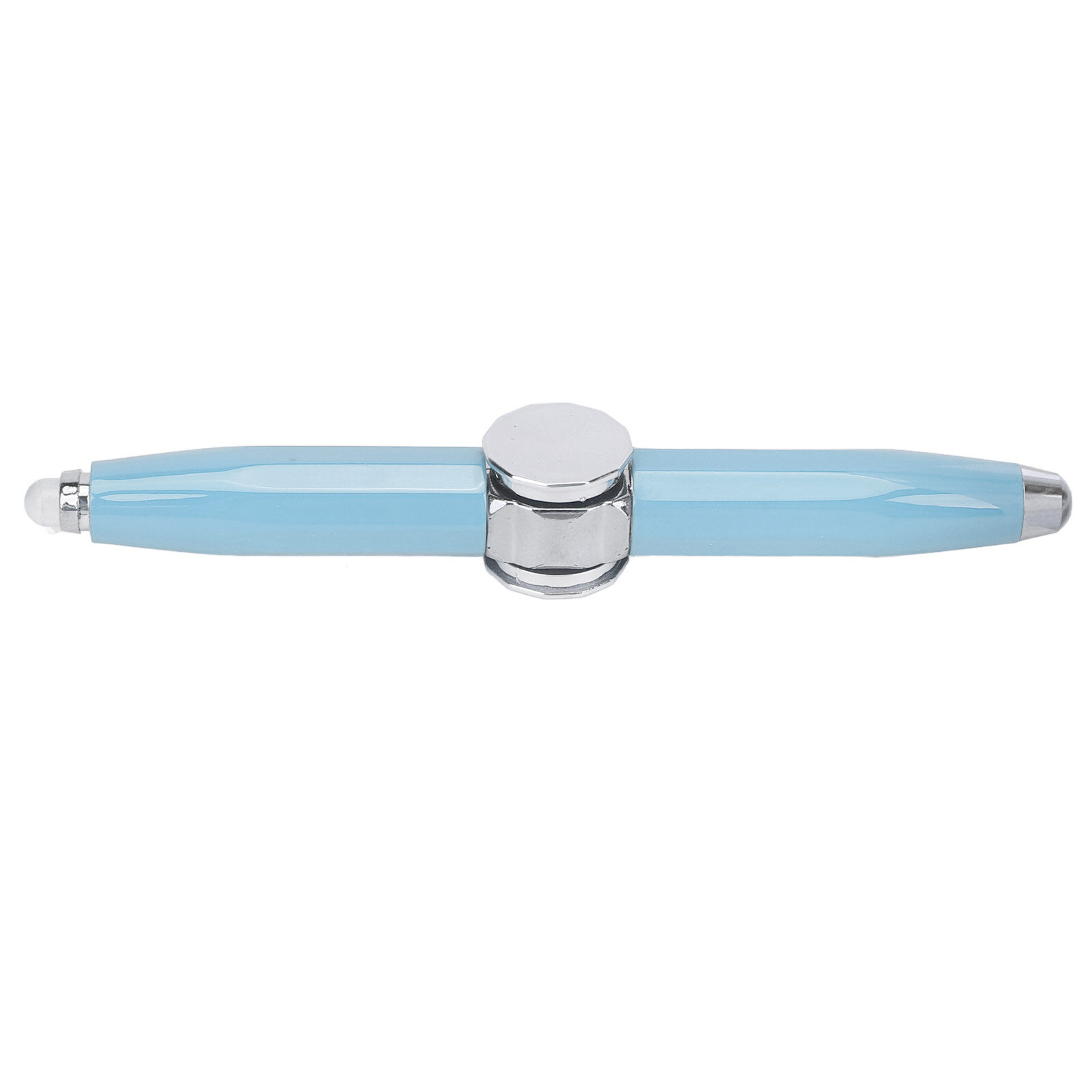 Fidget Pen Gyroscope Writing Portable Stress Relief Finger Spinning Ballpoint with LED Light for Students Blue