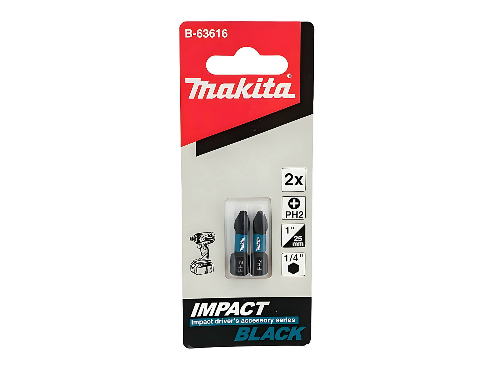 Бита PH 2 х 25 мм C-form (2 шт.) Impact Black MAKITA B-63616