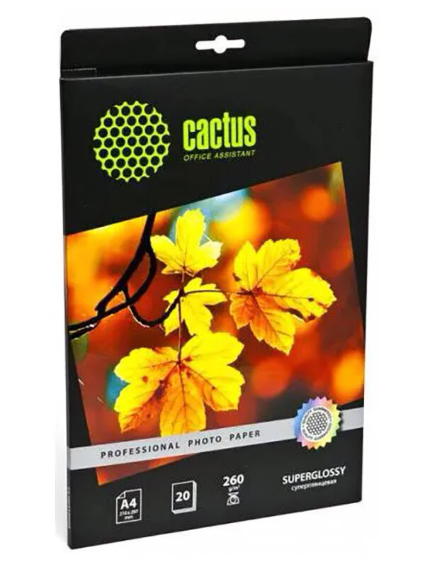 Фотобумага Cactus Prof CS-HGA426020 A4/260г/м2/20л./белый глянцевое для струйной печати