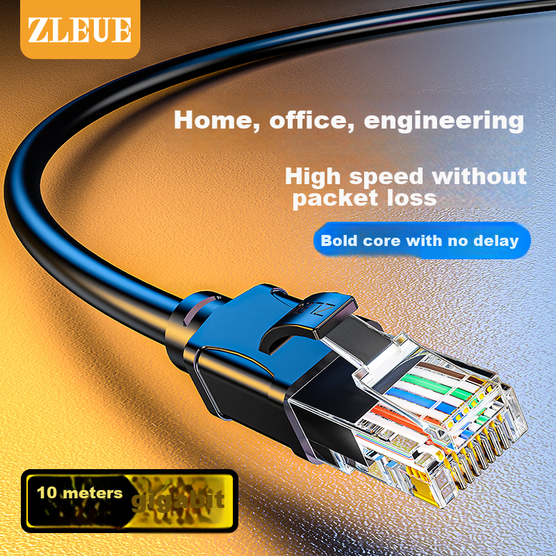 CAT5e High-Speed Gigabit Ethernet Cable, 10 Meters, for Engineering, Renovation, Broadband, Computer, Home Use, Patch Cord, Pre-Made Network Cable, Black ZL-5100BK