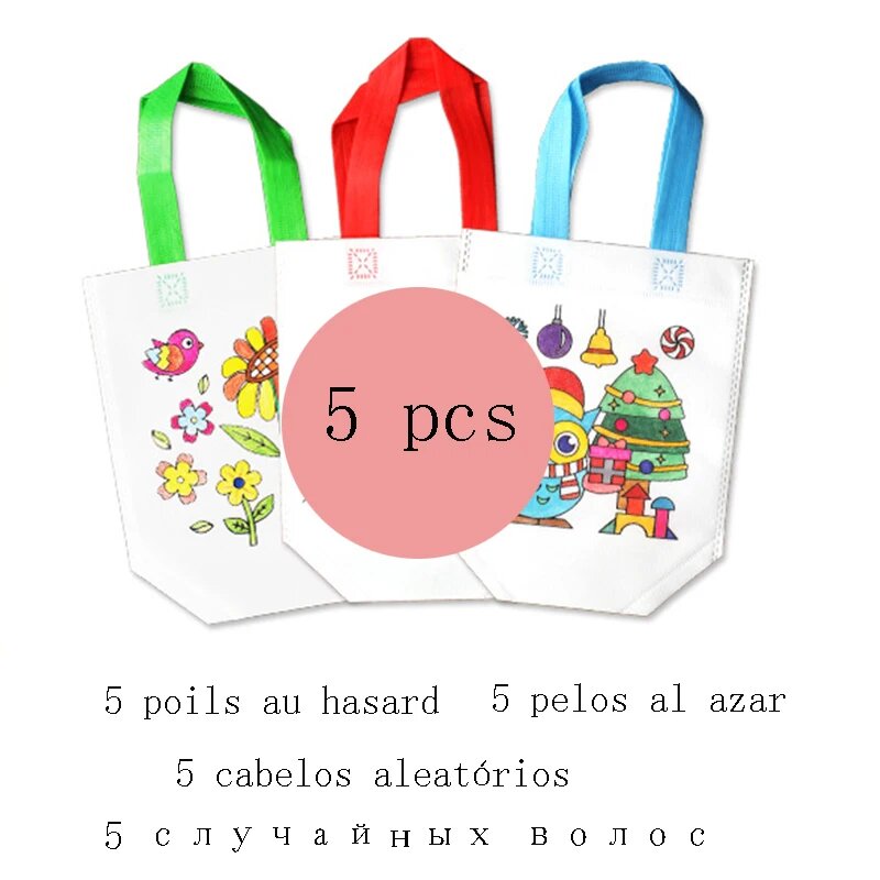 Детские граффити сумки из нетканого материала 5 PCS Random