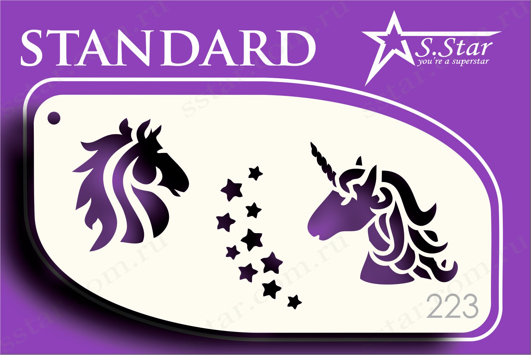 Трафарет для аквагрима постоянного пользования единорог, лошадь