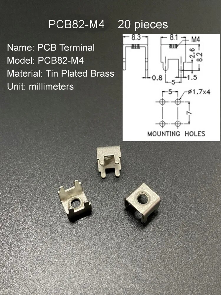 Клеммы SZBOYICH латунные винтовые M3 M4 PCB82-M4 20pieces