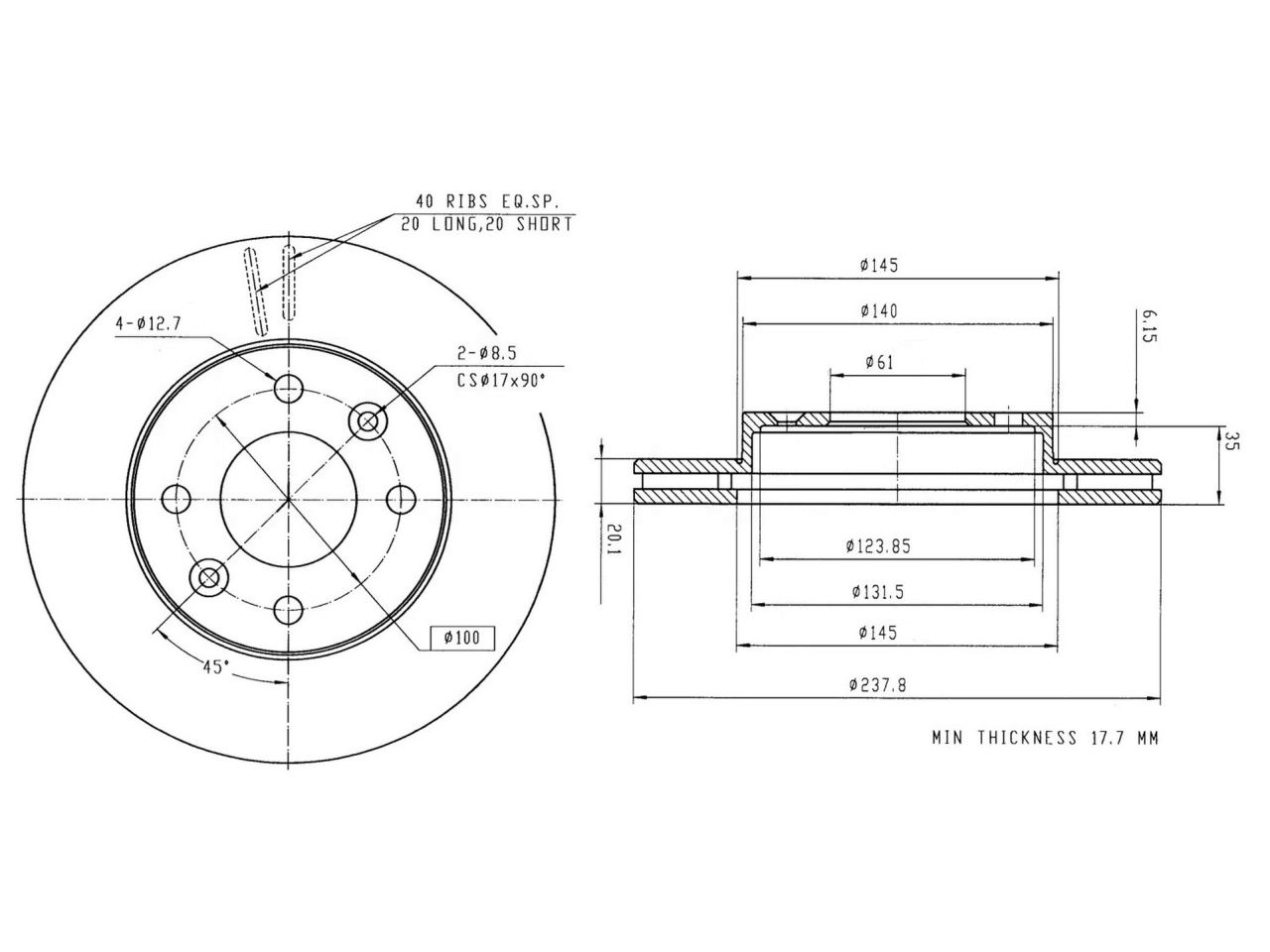 UNIO BRD-20079 (4020600Q0D / 4020600QAJ / 7700756572) диск тормозной передний Renault (Рено) Megane (Меган)