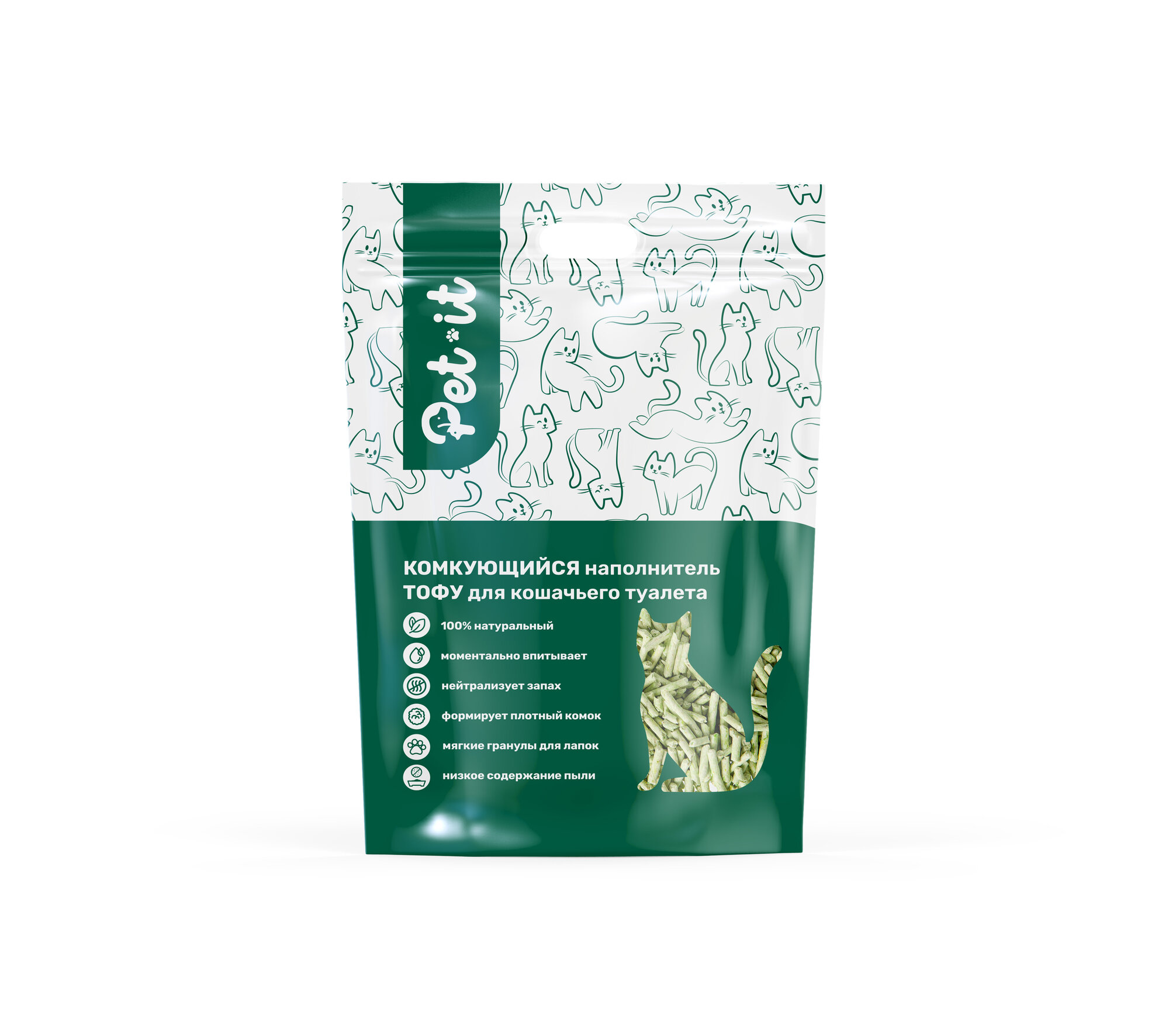 Pet-it Тофу зеленый чай наполнитель растительный комкующийся 5 кг, 12 л.
