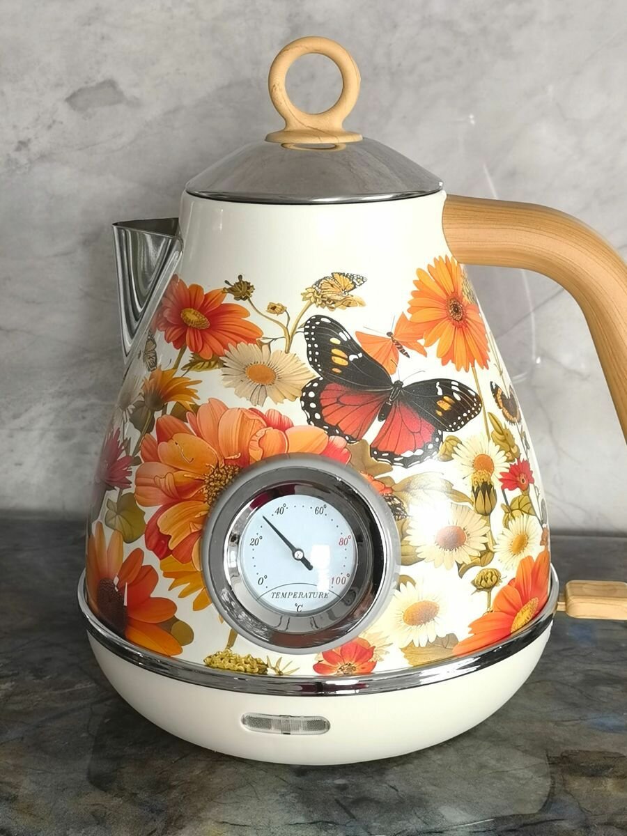 Электрический чайник "LU3013T", 2л, нержавеющая сталь, белый/оранжевый/темно-коричневый