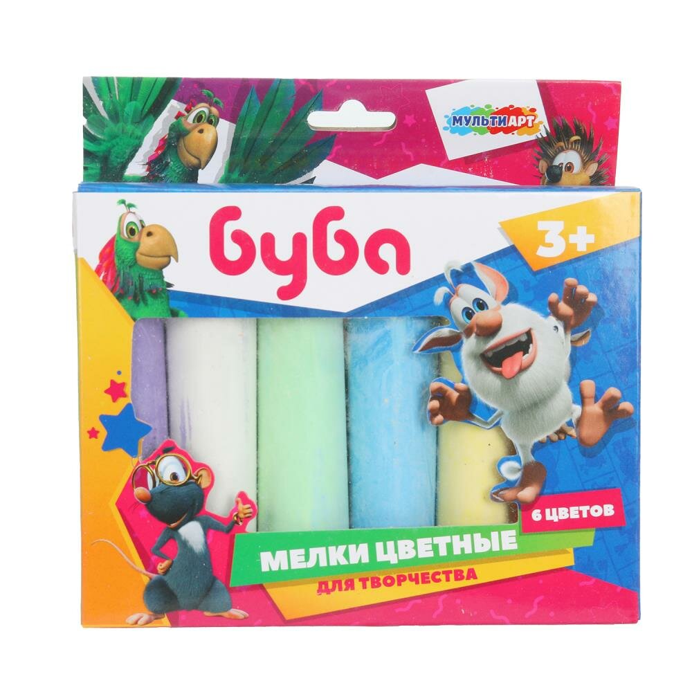 Мелки цветные, 6 цв "Буба" MultiArt 100MEL6-BUBA-WOT
