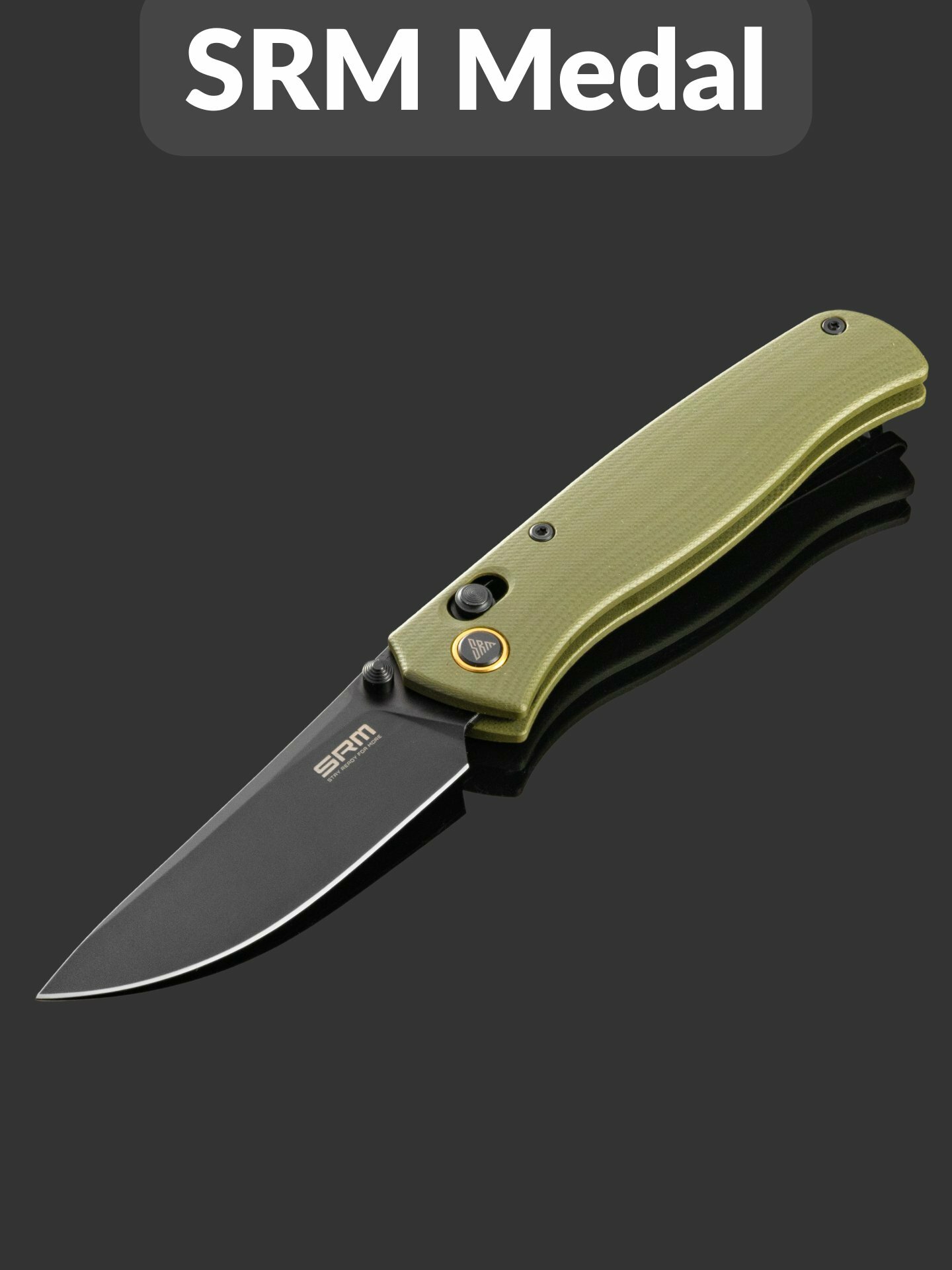 Складной нож SRM Medal PVD 255LGP, сталь 10Cr15CoMoV, рукоять Green G-10