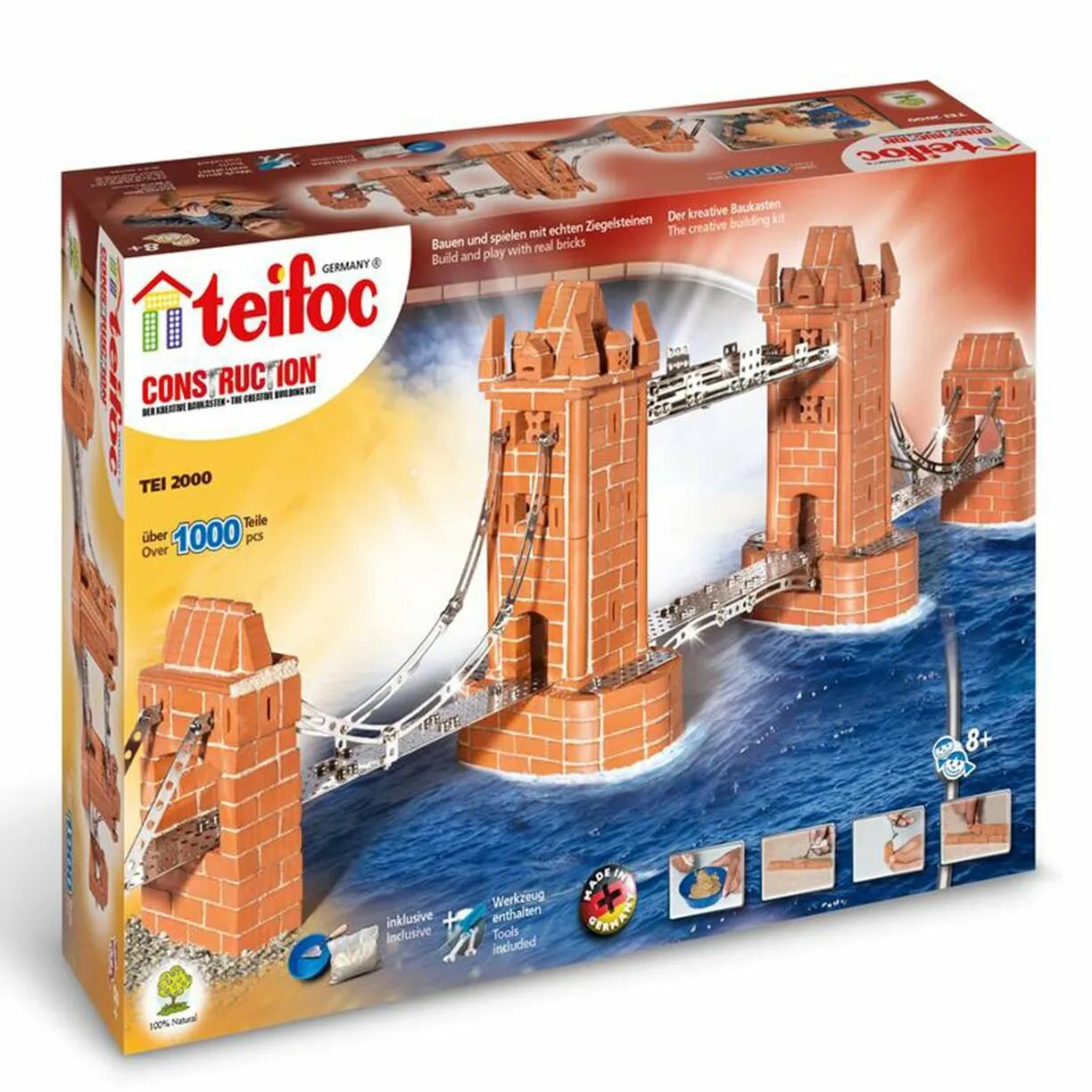 Конструктор TEIFOC "Башенный мост", игровой, 1000 элементов, 56 см