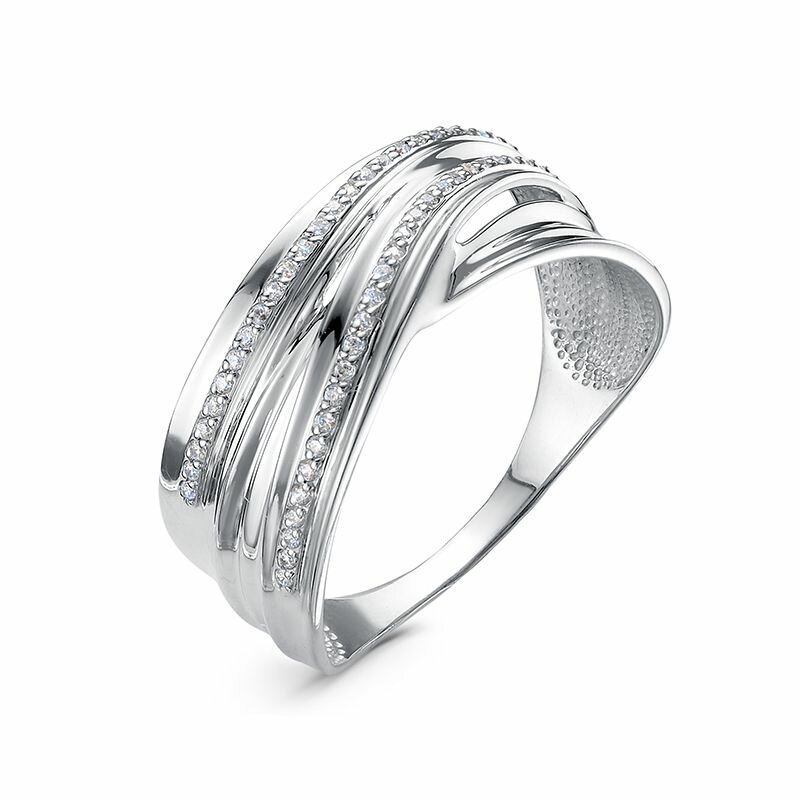 Кольцо, серебро, 925 проба, родирование, фианит