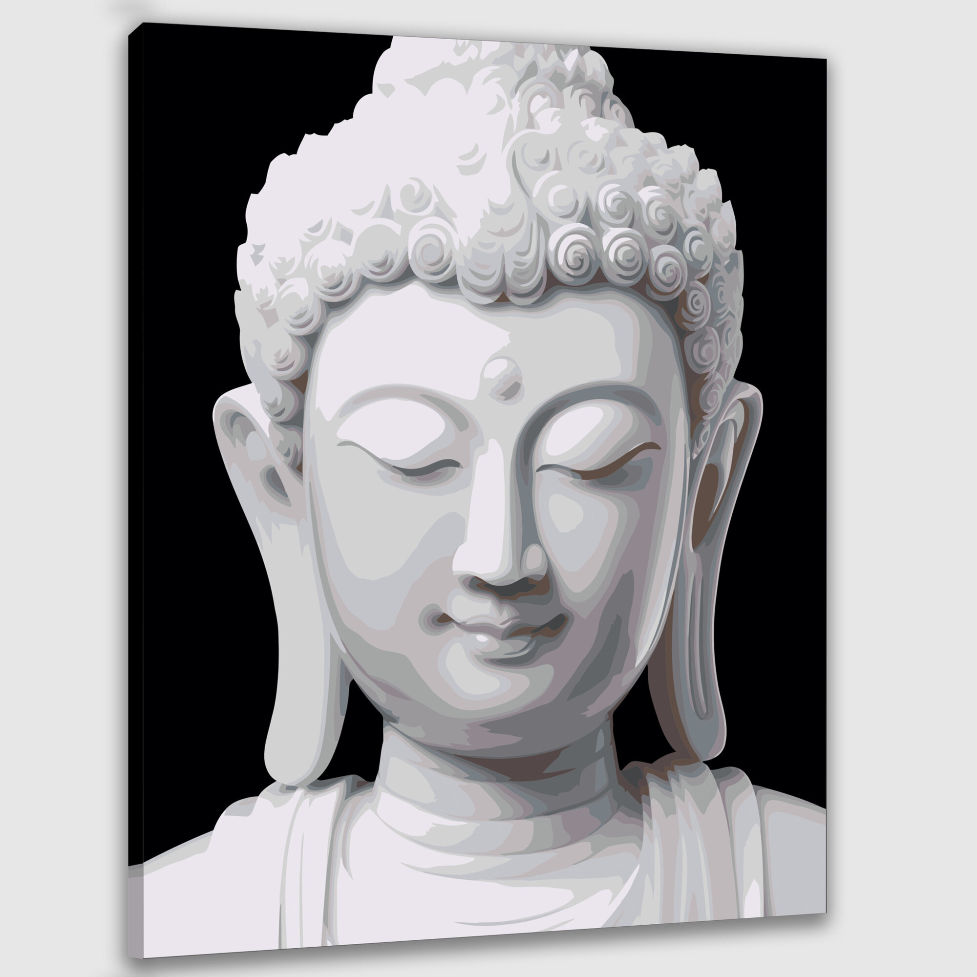 Картина по номерам 40x50 см, Будда, скульптура, мрамор, просветление, лицо, спокойствие, блаженство, текстура, чистота