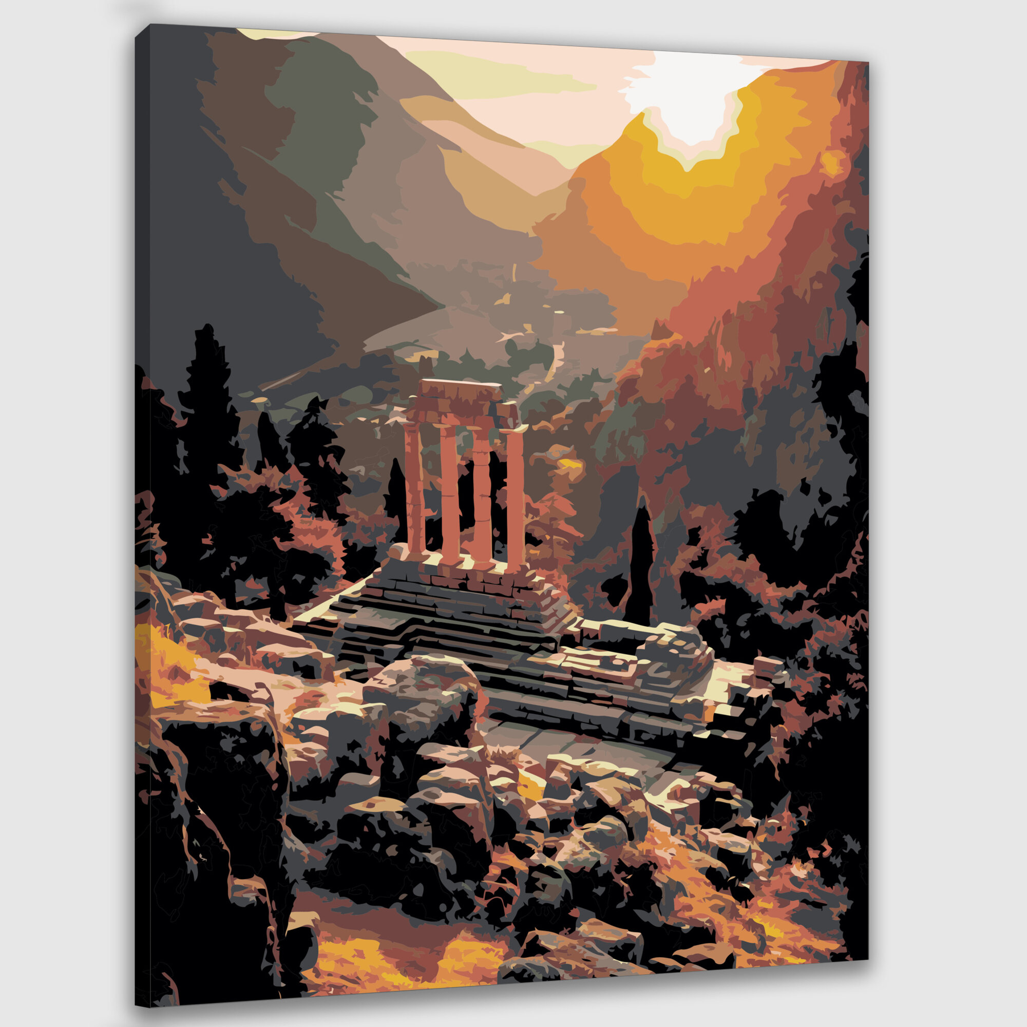 Картина по номерам 40x50 см, Дельфы, горы Центральной Греции, руины храма Аполлона, выветренные каменные коло