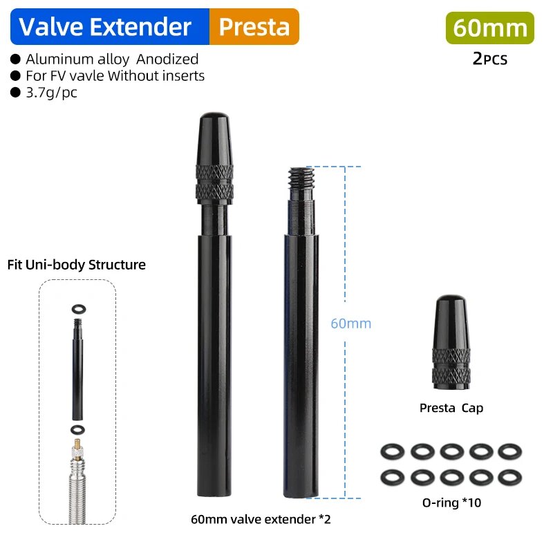 Удлинитель клапана Presta 60mm Black K1