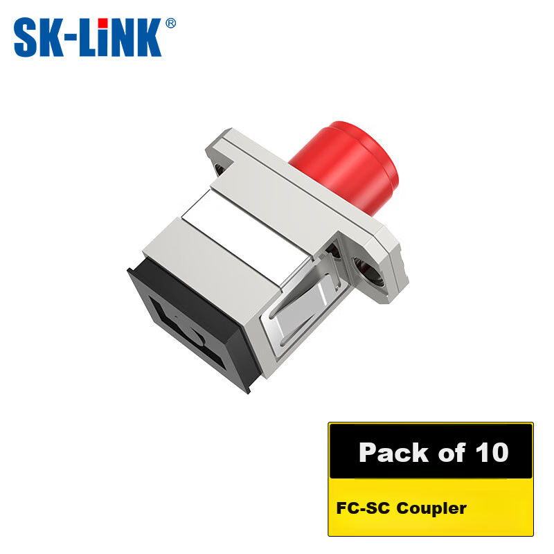 SK-LINK Telecom Grade FC-SC Coupler SC-FC Interface Flange Panel Fiber Optic Patch Cord Adapter Extension Coupler Adapter SK-OHQ-FCSC 10 Pack