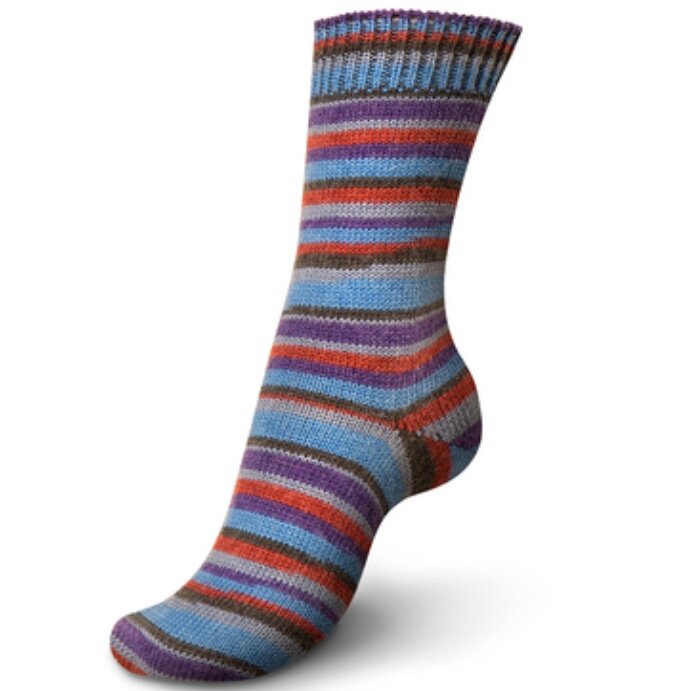 Design Line /Дизайн Лайн/ пряжа Regia, 4 нитки, MEZ, 9801270 (03862, *, Design Line by Kaffe Fassett, blue velvet color (синий вельвет), голубой/зеленый/красный/синий/фиолетовый)