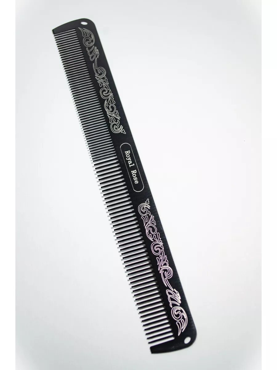 Расческа Royal Rose, комбинированная, черная, 2 вида гребней, 22 см х 3 см