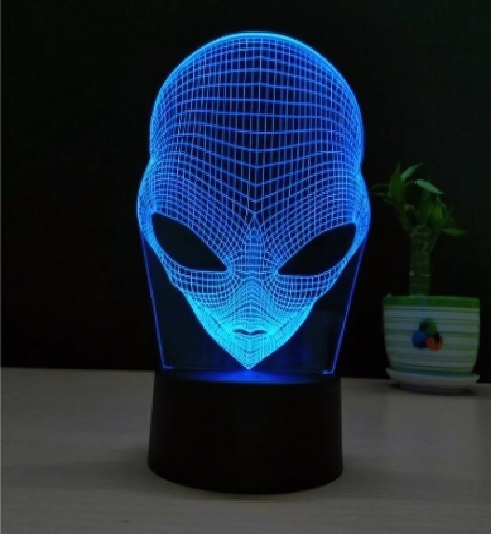 Светильник ночник «3D-Пришелец», голубой свет, USB, пластик, стильный дизайн