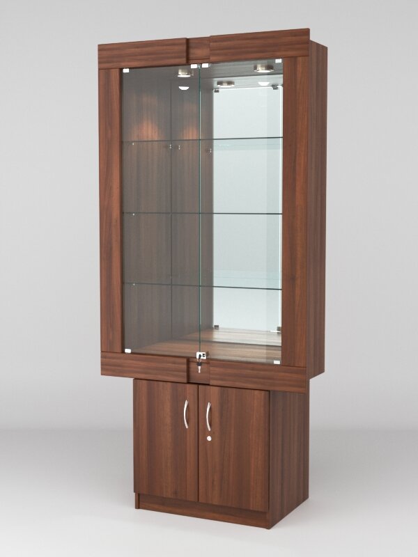 Витрина "электра" №8-1 (задняя стенка - зеркало), Орех. Производитель товара - компания Westcom.