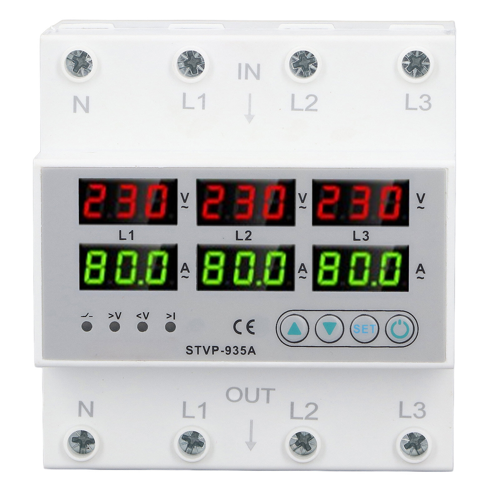 Реле напряжения 3-фазное 80А, АВР, DIN-рейка, AC220V/AC380V