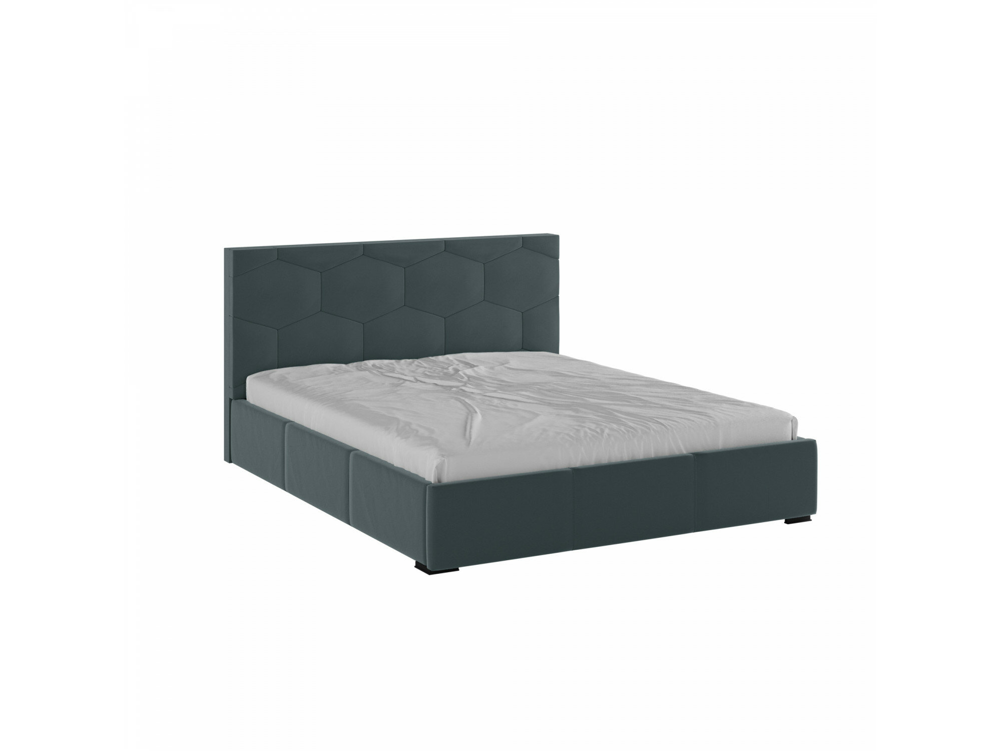 Кровать интерьерная, велюр 160, велюр серый, ортопедическое основание