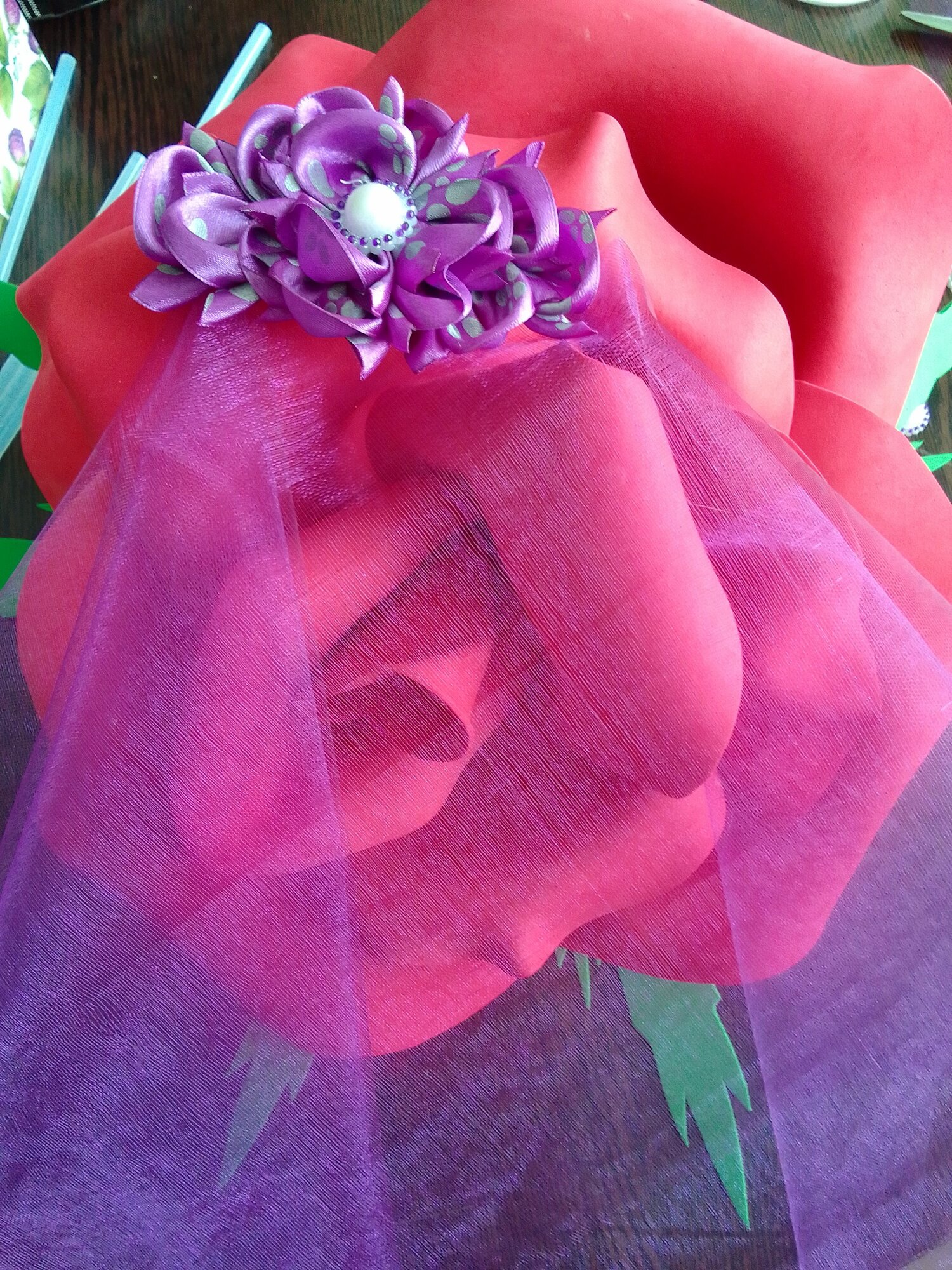 Фата на девичник Цветы