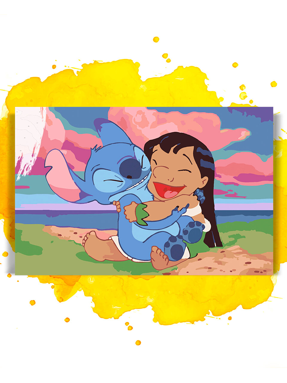 Картина по номерам на холсте Лило и Стич - Обнимашки, 40 х 60 см