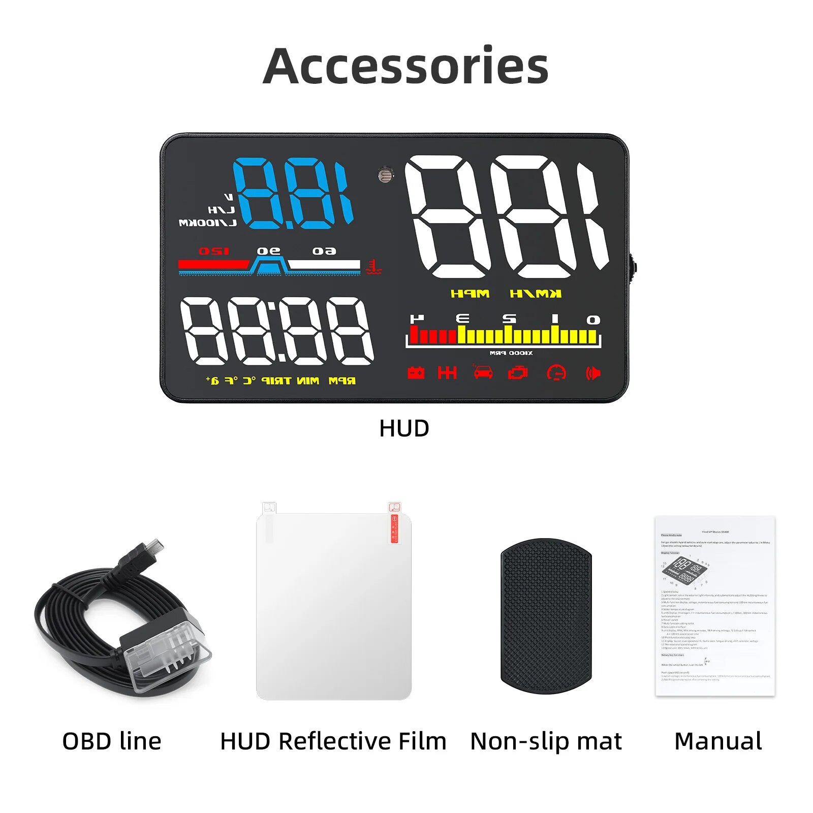 D5000 HUD Автомобильный Проекционный Дисплей С OBD Цифровой Спидометр MPH/KMH Автомобиль Электрическое Напряжение Об/мин Расх.