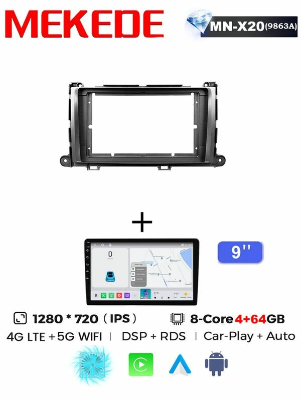 Магнитола 9" Mekede MN X20 Pro 4/64 Gb Toyota Sienna 3 XL30 2010-2014 carplay