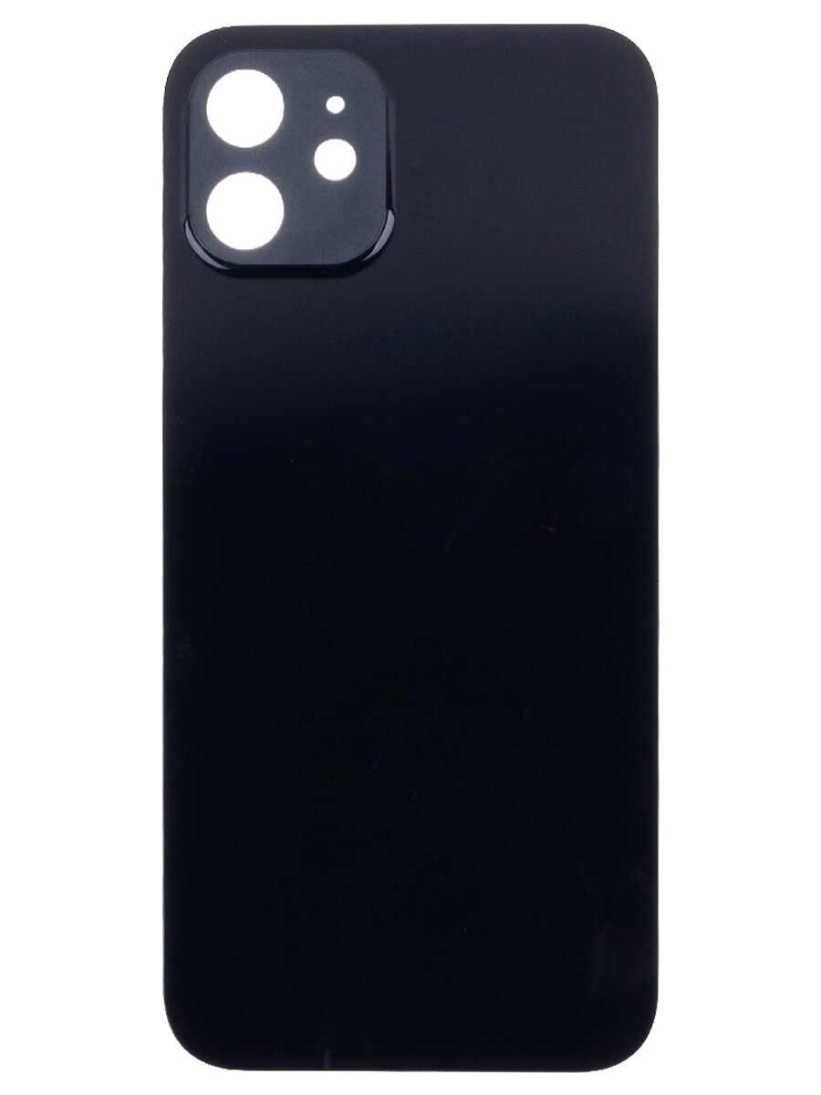 Задняя крышка для Apple iPhone 12 (стекло, узкий вырез под камеру) (черная) (premium)