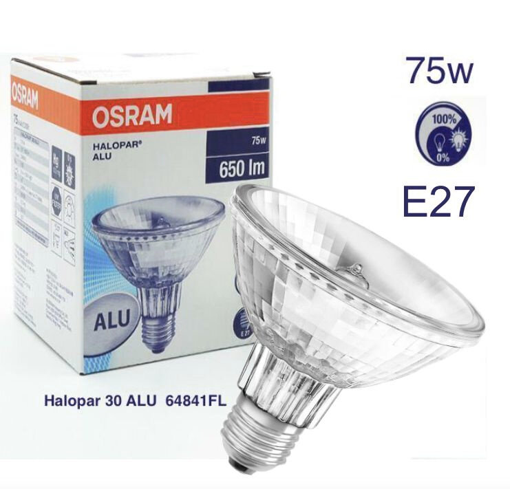 Osram 64841 FL HALOPAR 30 Alu 75w 230v E27 690Lm 2900K/ лампа галогенная с отражателем PAR30