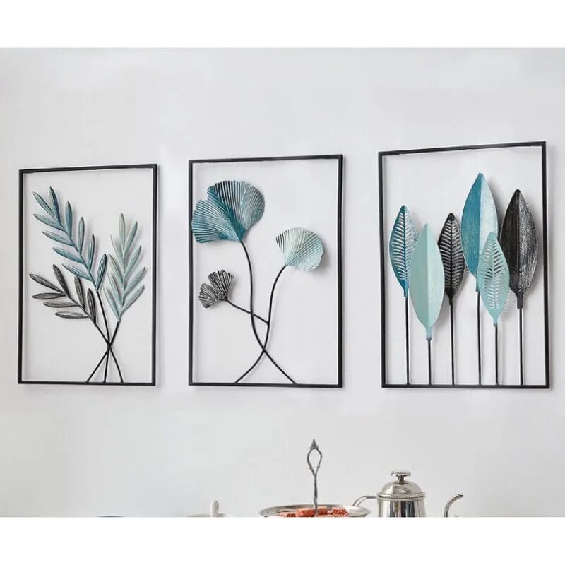 Украшение интерьерное "Цветные Усохшие Листья", настенное, кованое железо, цвет чёрный