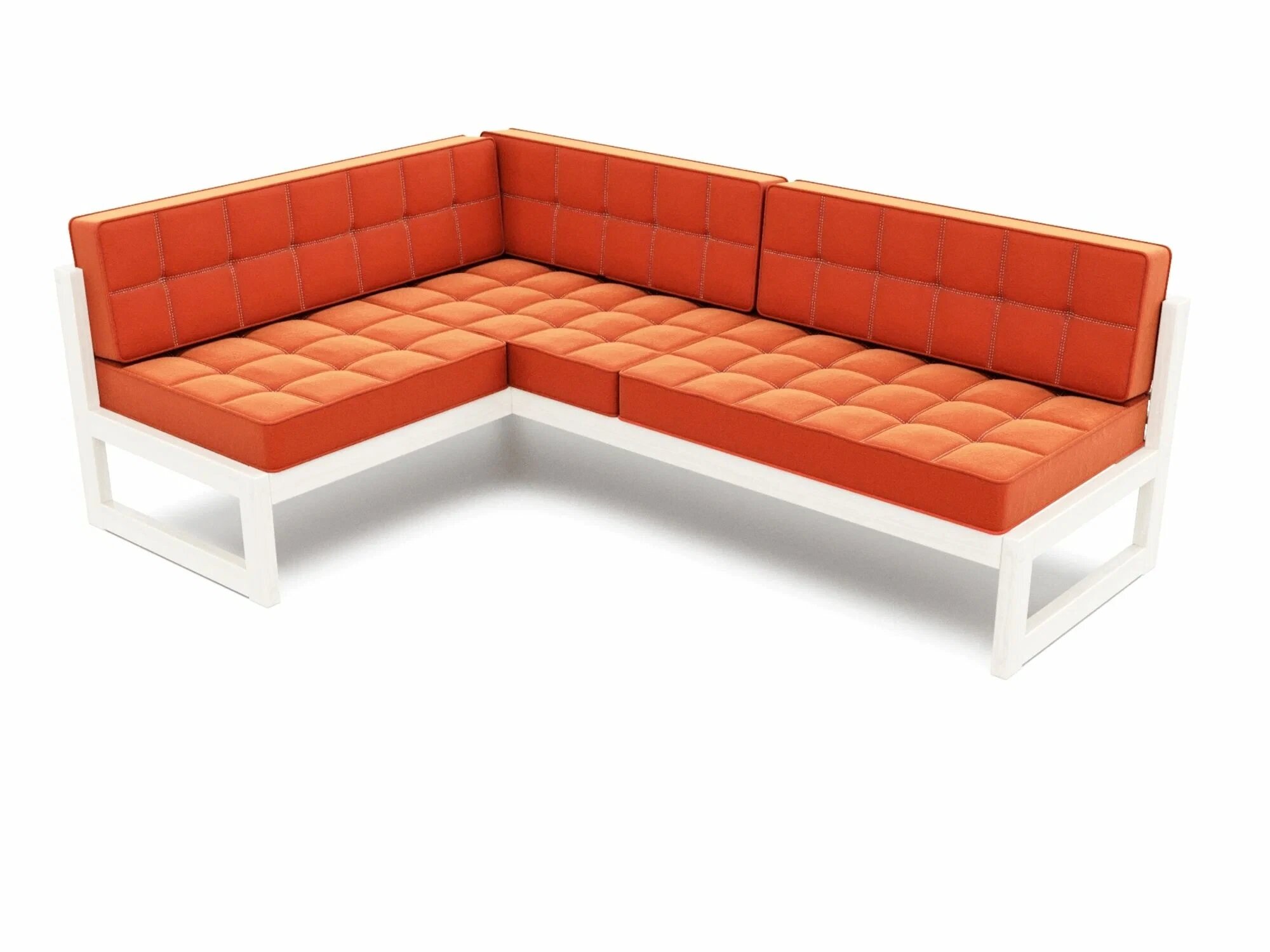 Угловой диван Arsko Сега-У левый, красный-беленый дуб, велюр, массив дерева, офисный, садовый, для кафе и бара, скандинавский