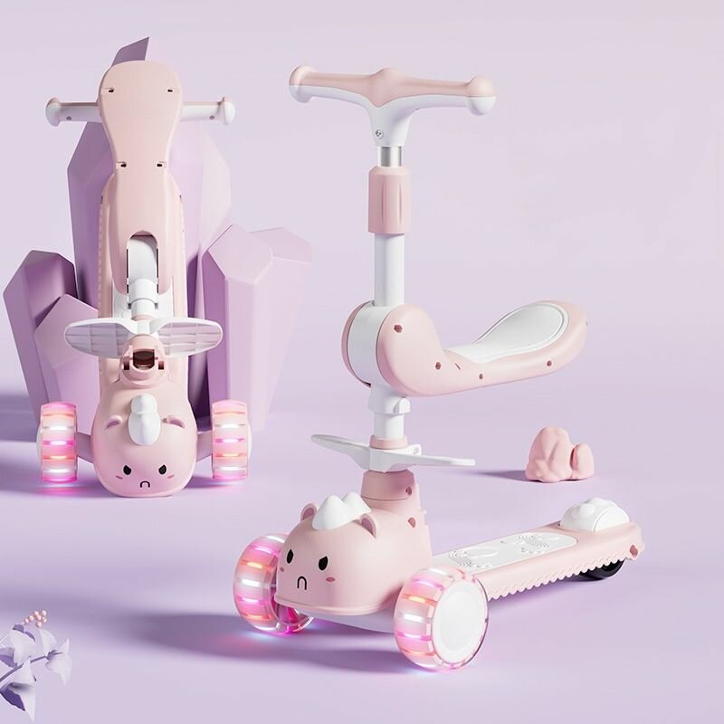 Самокат-беговел "Складной", с сиденьем и подножкой, для детей, от 1 года