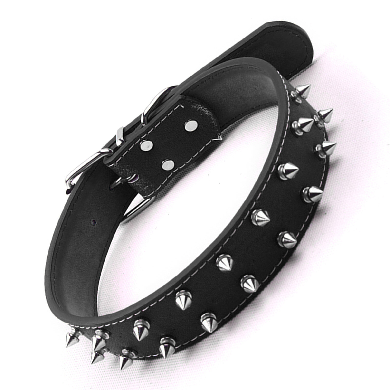 Ошейник для собак в стиле панк с шипами из искусственной кожи, регулируемый ошейник с шипами и шипами, ошейник с заклепками для собак среднего и большого размера, черный