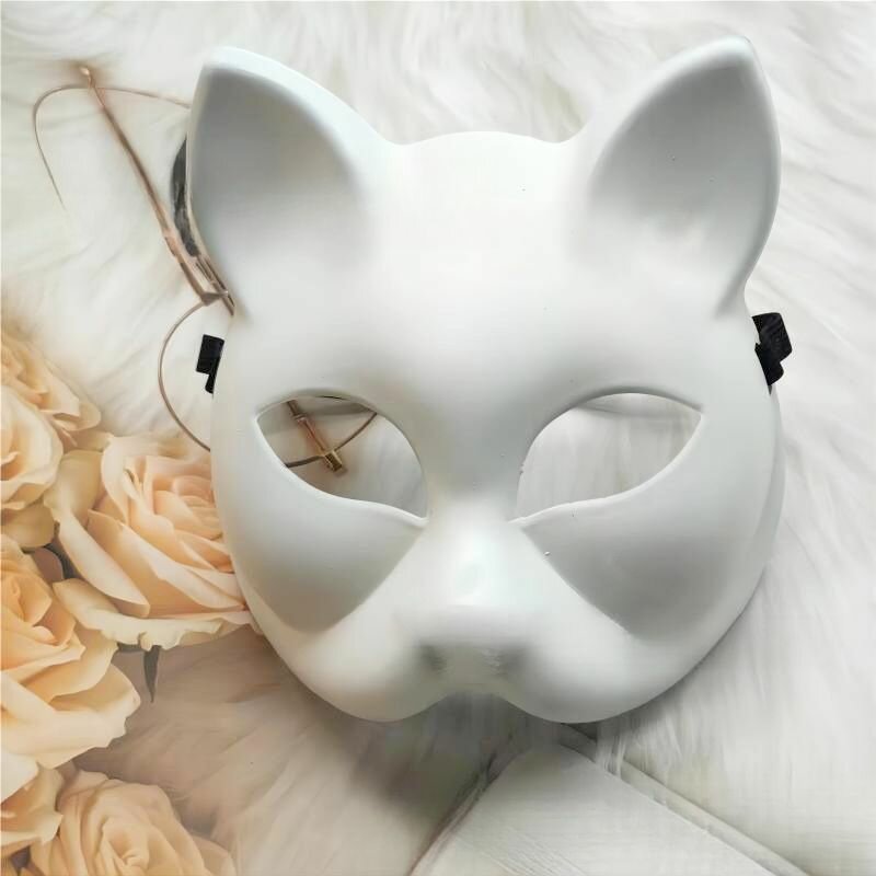 Кошачья маска, 1 шт, пластиковая маска, белый