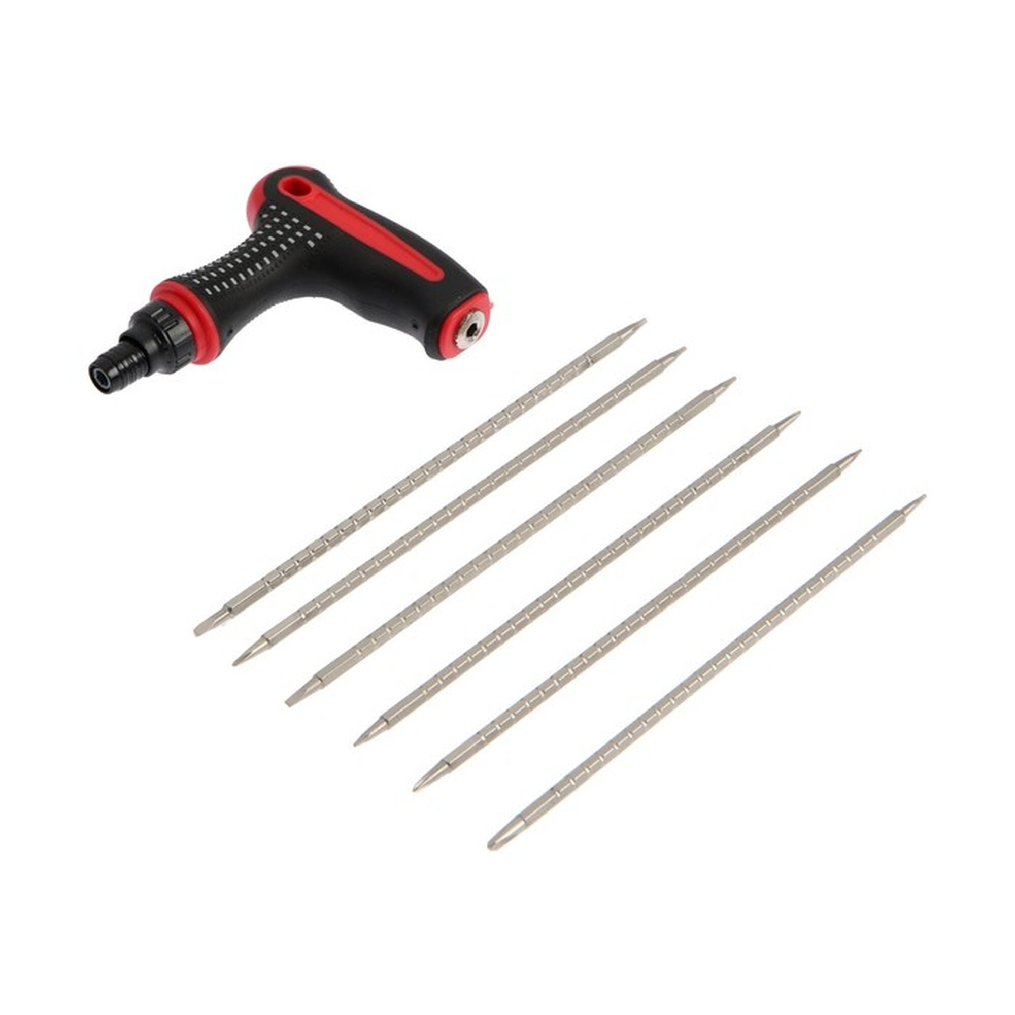 Отвертка комбинированная тундра, Т-образная 2К рукоятка, реверс, двухсторонние биты 6 шт.