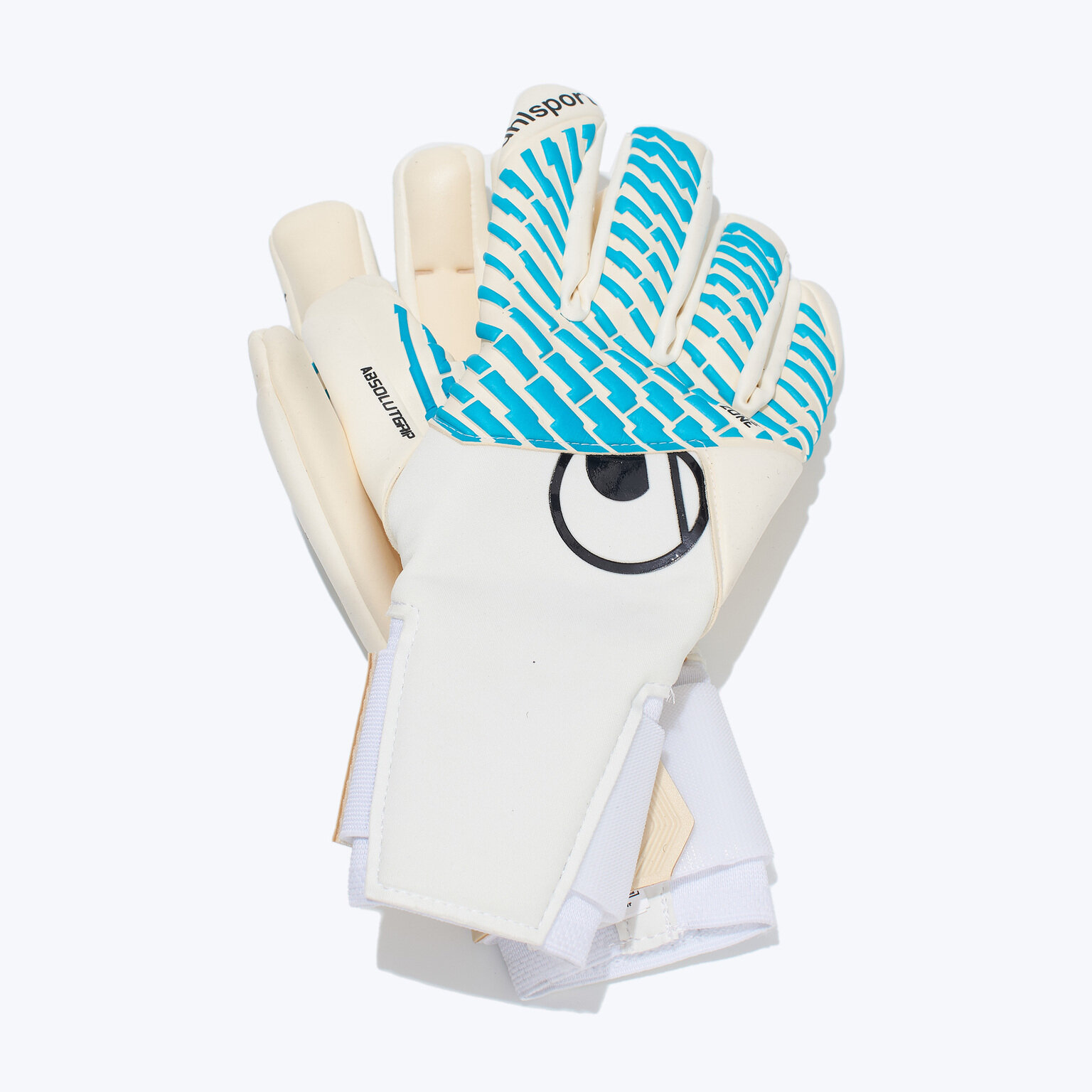 Перчатки вратарские UHLSport FM Cybertec Absolutgrip HN 101137901, размер 9.5 (9.5 Размер), Белый - Голубой