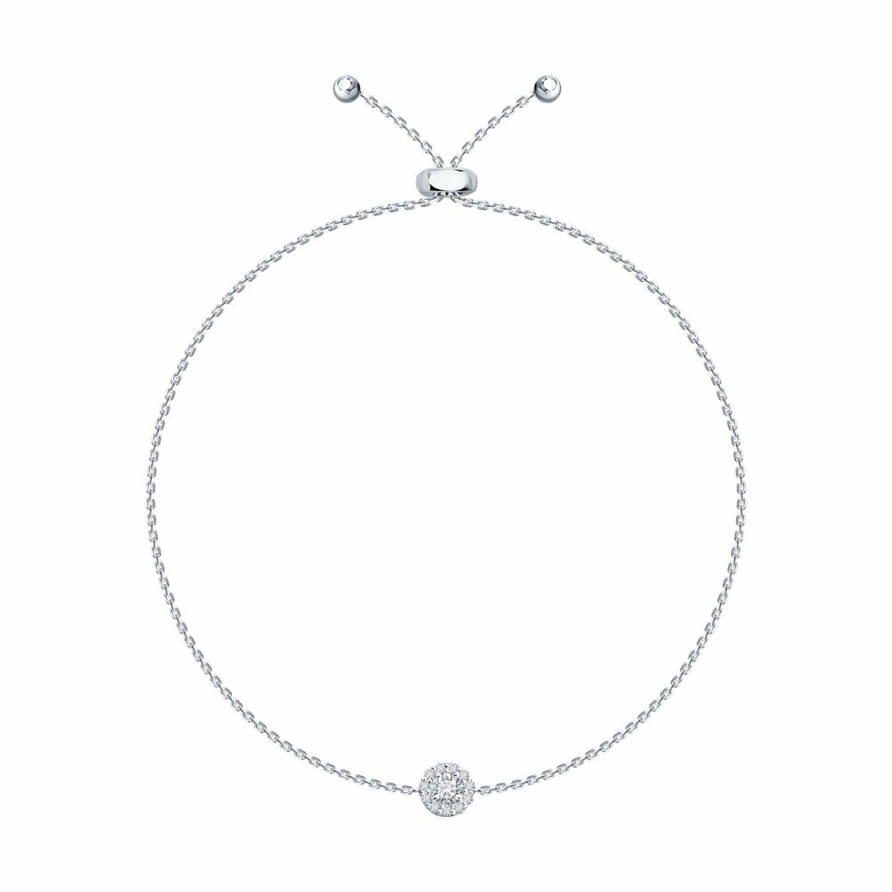 Браслет, белое золото, 585 проба, бриллиант выращенный