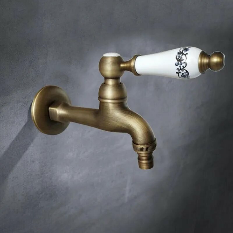 Настенный ретро-бронзовый кран, кран для холодной воды, садовый кухонный кран для стиральной машины KD