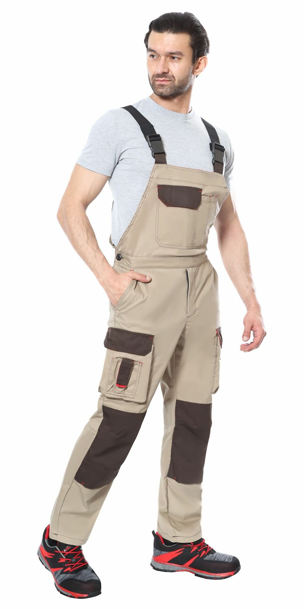 Полукомбинезон сириус-джет браун песочный с т. коричневым тк. мех. стрейч с во