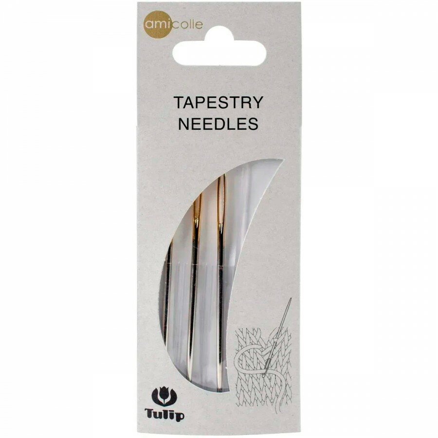 Иглы ручные для шитья пряжей, круглый наконечник, размер 2,1*65мм (N 14), сталь, Tulip, AC-035e
