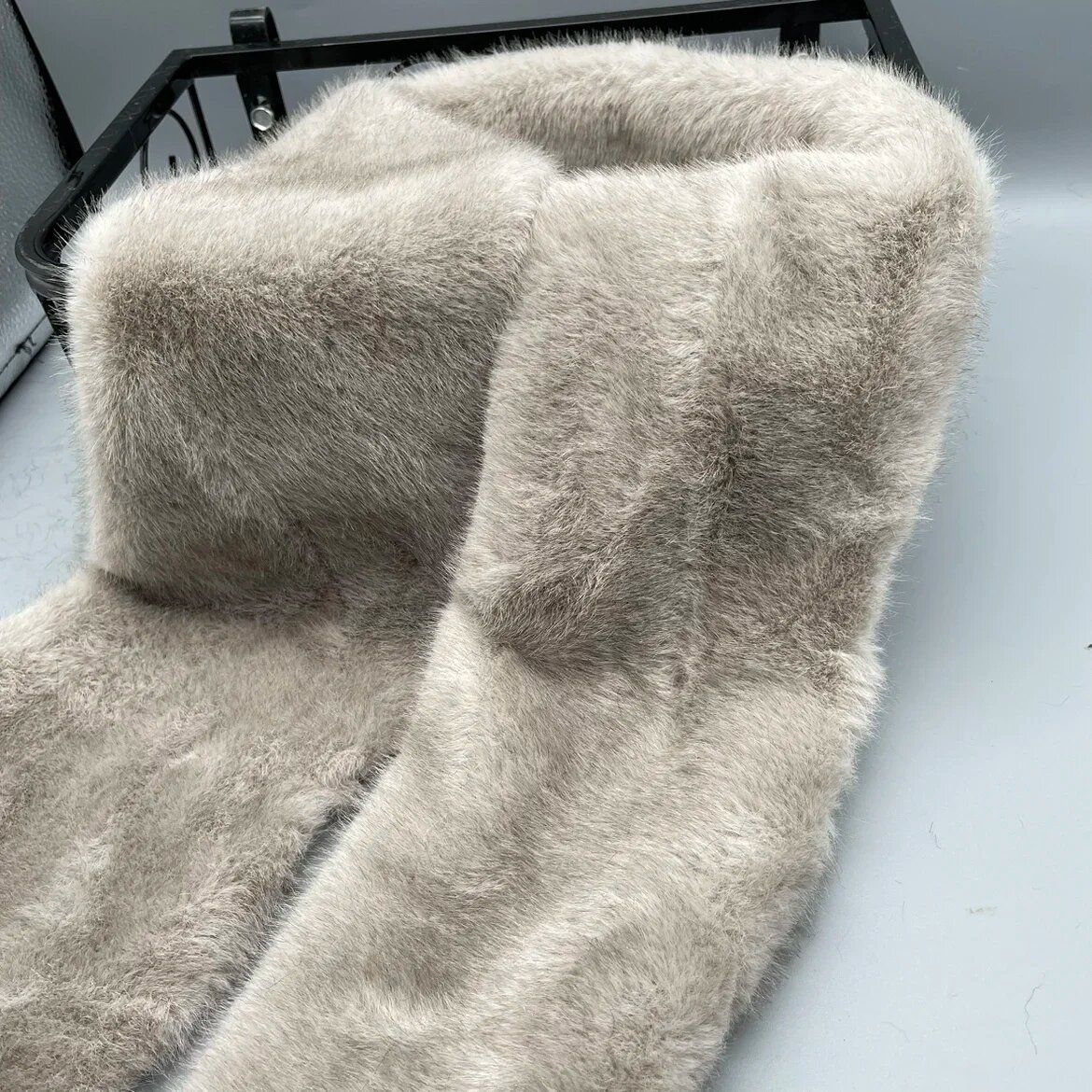 Плюшевая ткань имитация меха норки двухцветная 160х45 см Серый, 1