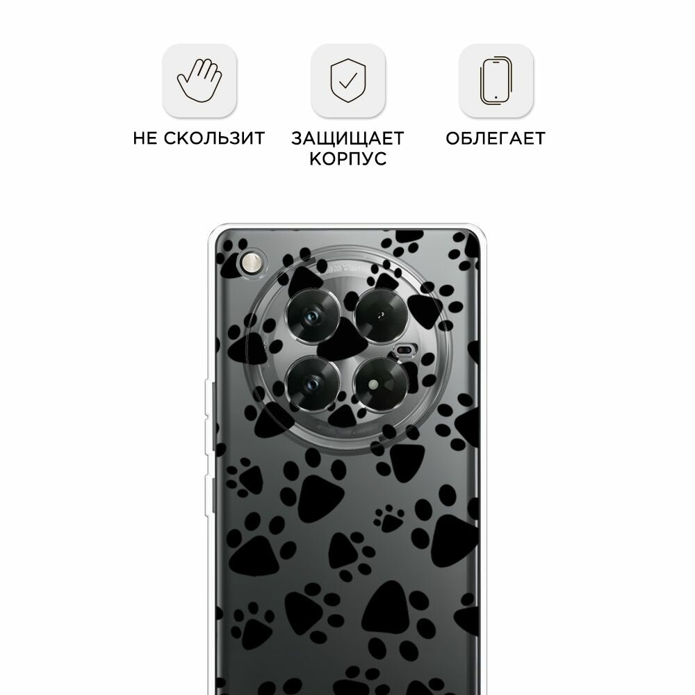 Чехол на Infinix Zero 40 5G / Инфиникс Зеро 40 5G с принтом Лапки черные, прозрачный — фото 1