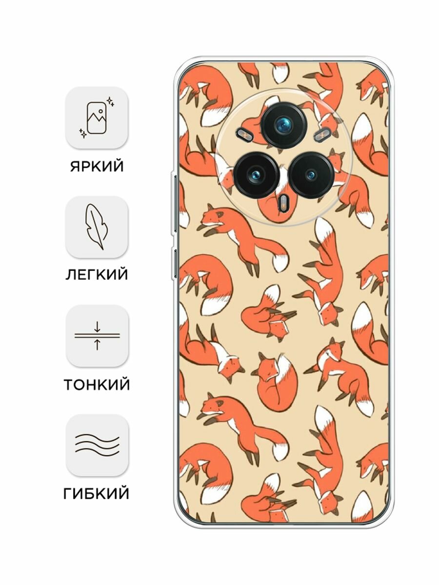 Чехол на Realme 14 Pro / Реалми 14 Про с принтом "Лисички фон" — фото 1