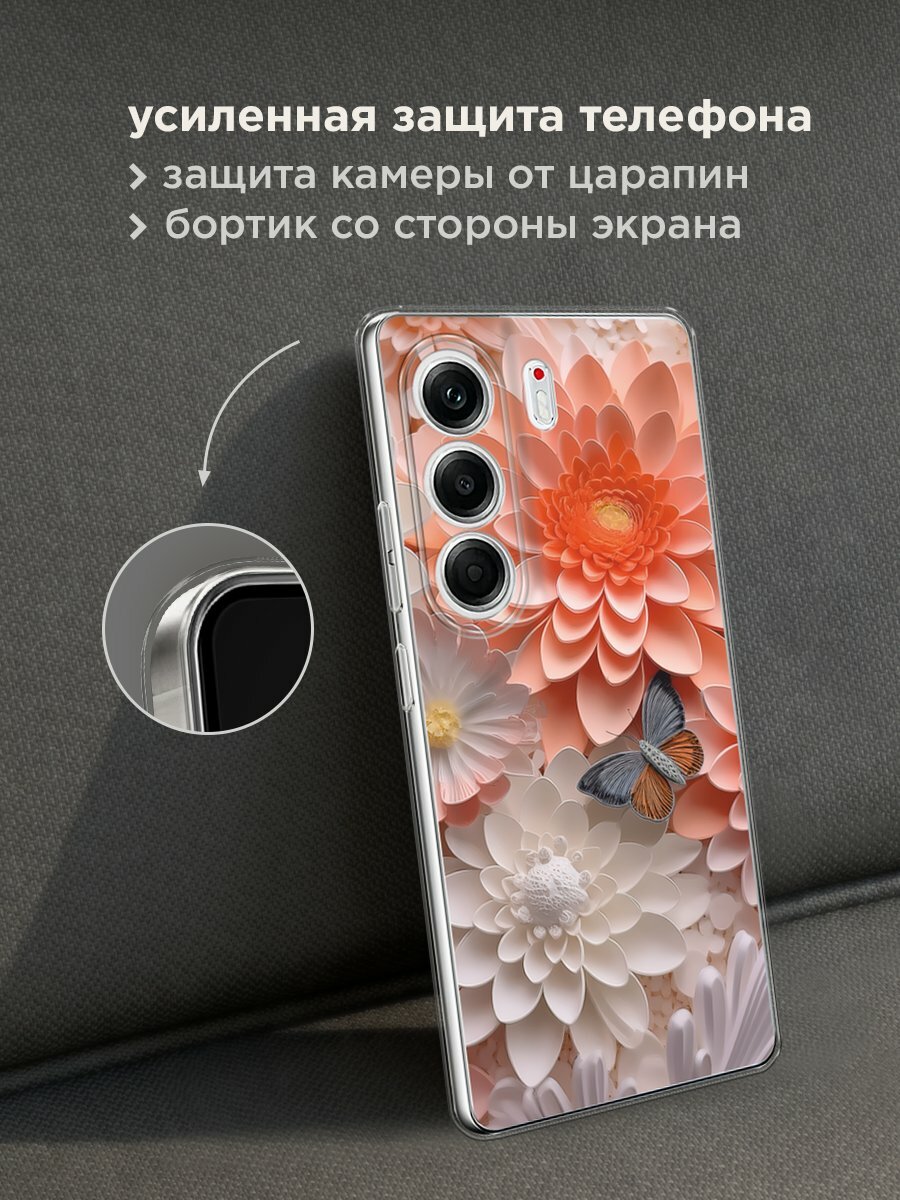 Чехол на Tecno Camon 40 Pro / Текно Камон 40 Про с принтом "Бумажные цветы" — фото 1