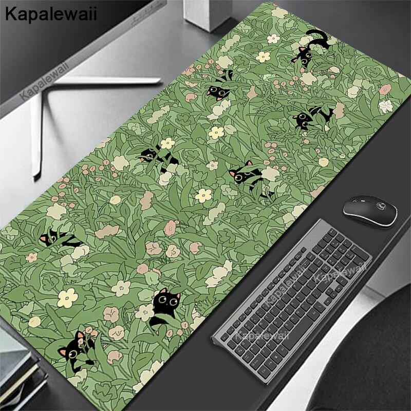 Черный кот зеленый завод коврик для мыши 400x900x3 мм, черный, светло-зеленый