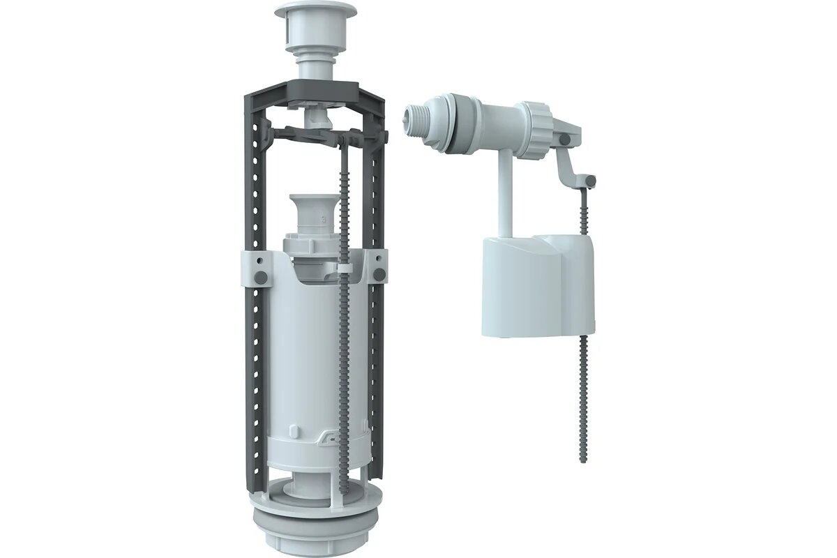 Unicorn комплект арматуры клапан спускной и наполнительный с боковой подводкой кнопка белая