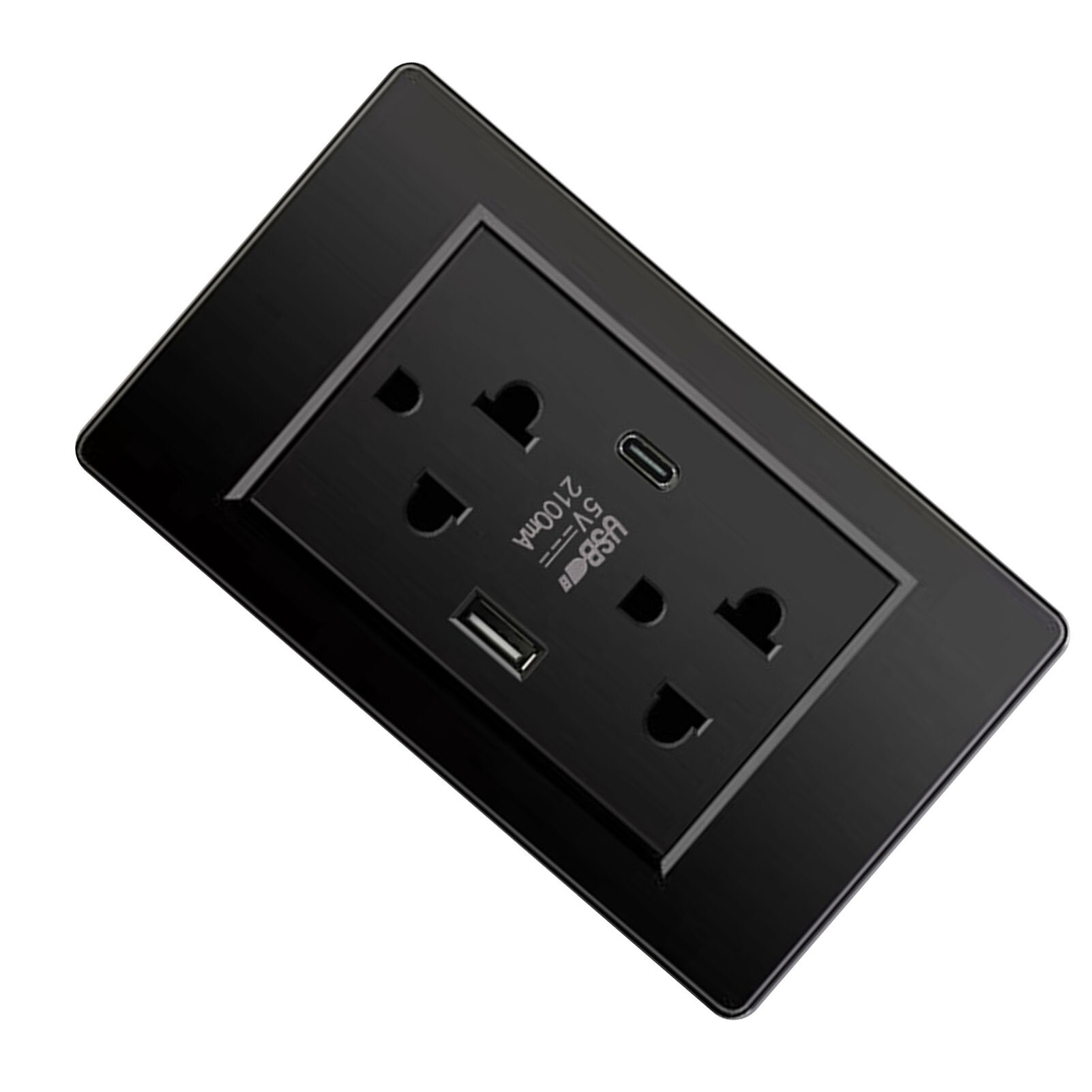 Электрическая настенная розетка тайского типа, экономящая место, USB-розетка типа C для зарядного устройства для дома, черная
