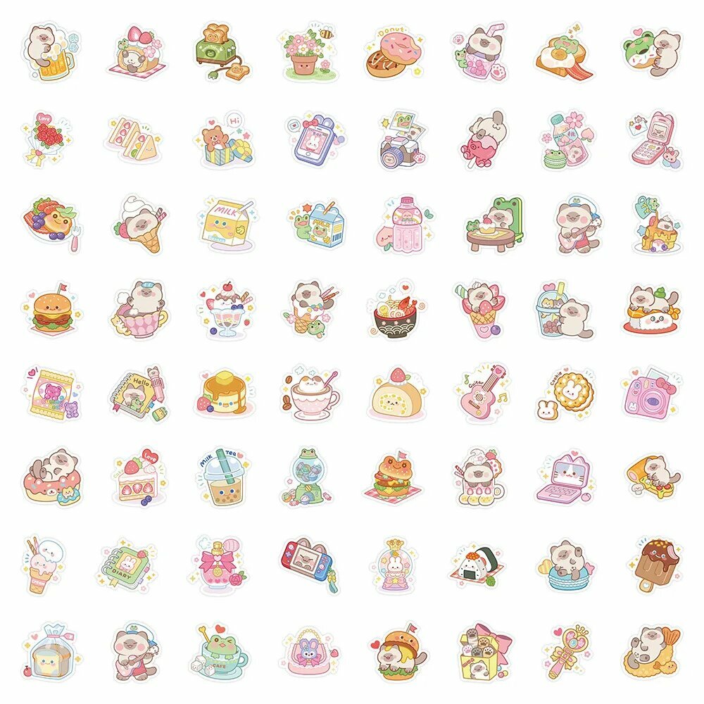 60 шт./компл, наклейка для скрапбукинга с милыми мультяшными животными, каваи, десерт, котенок, журнальная наклейка, сделай сам, декор, канцелярские принадлежности, наклейка для ноутбука